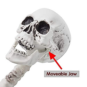 JOYIN 2 Halloween Decoration 24” Pose-N-Stay Full Body Skeleton Plastic Bone with Posable Joints for Pose Skeleton Indoor/Outdoor Spooky Scene Photo Prop Party Favors Décor