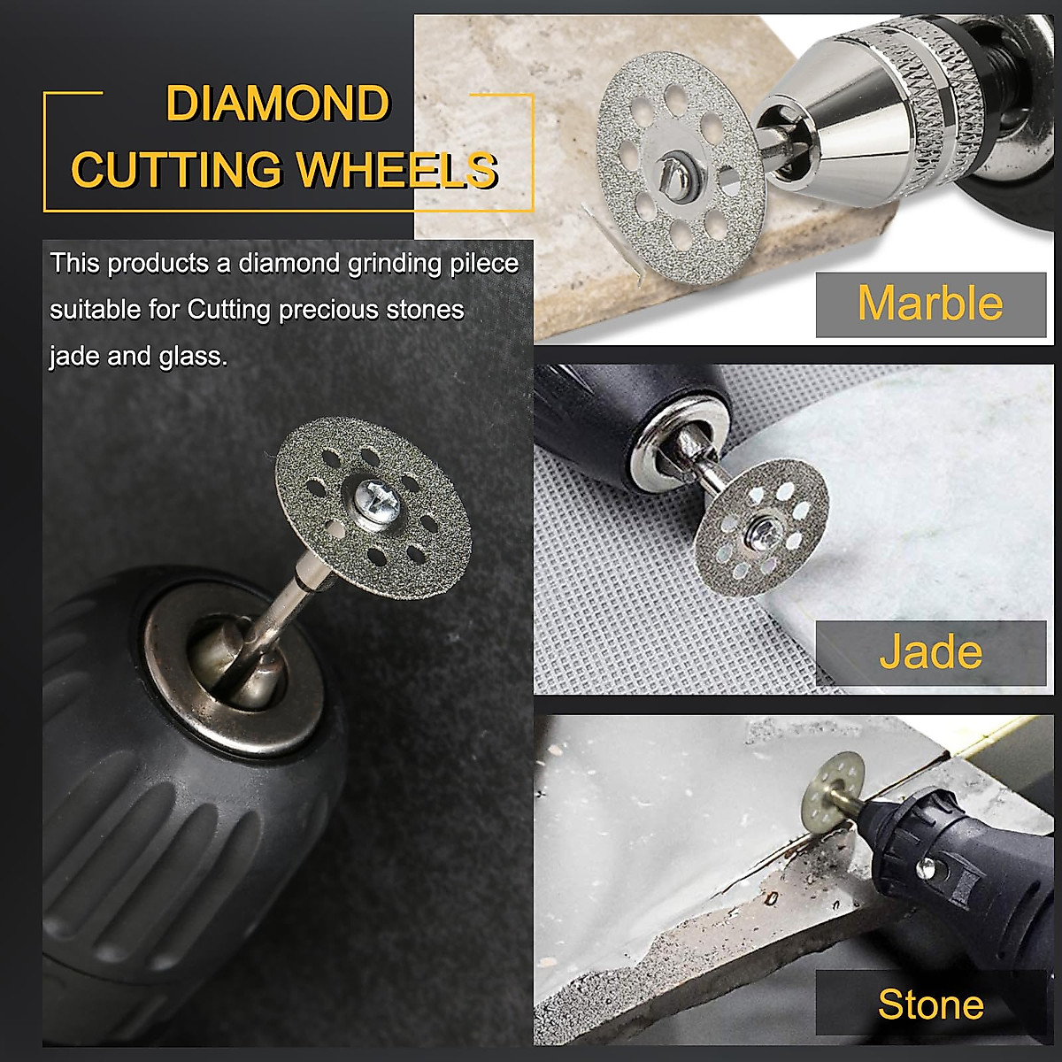 Diamond Burr Set for Dremel, Rotary Tool Grinding Cutting Wheel Stone Glass Tile Jewelry Engraving Rock Etching Masonry 1/8” Die Grinder Carving Cutter Metal Engraver Kit - 32pc Set