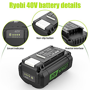Ahomtikk Replacement for Ryobi 40V Battery OP4060, 6.5AH, 2-Pack, Replace for Ryobi 40V Lithium Battery OP4040 OP4026 OP4050 OP4020 Compatible with Ryobi 40V Tools and Chargers