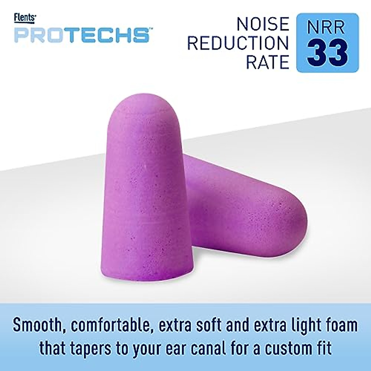 Flents Ear Plugs for Sleeping, Snoring, Loud Noise, Traveling, Concerts, Construction, & Studying, Made in the USA, NRR 33, Purple, 70 Pair