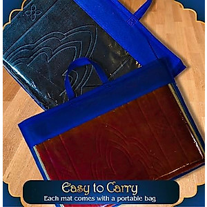 Tawakul Foldable Prayer Mat with Backrest - Thick & Padded Extra Comfort & Tote Bag for Easy Travel - Perfect for Jumah, Ramadan, Hajj, Umrah Gift for Family & Friends (Navy Blue)