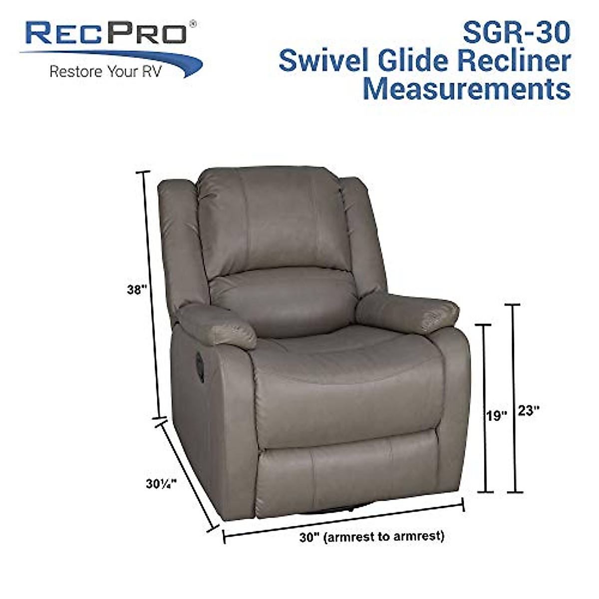 RecPro Set of 2 Charles Collection | 30" Swivel Glider RV Recliner | RV Living Room (Slideout) Chair | RV Furniture | Glider Chair | Chestnut