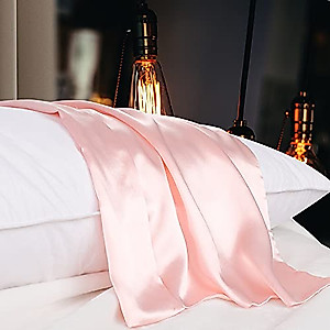uxcell 100% Charmeuse Pure Silk Pillowcase Pillow Case Cover for Hair & Skin 350TC 19 Momme (1-Piece) Pink Travel(14x20inch)
