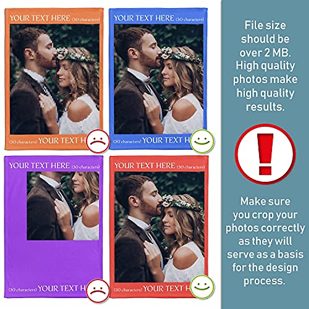 Custom Blanket with Photo & Text, Personalized Flannel Throw Blankets Upload Any Photo Custom Gifts for Dad, Mom, Family, Friends, Couples, Dogs, 30"x40" - 1 Photo