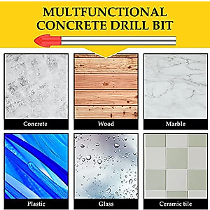 QLOUNI 10Pcs Multi-Material Drill Bits Set, Cemented Carbide Masonry Drill Bits for Glass, Plastic, Tile, Concrete, Brick, Wall, Wood and Brick Wall (6mm)