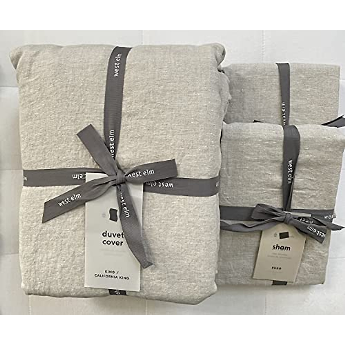 West Elm European Flax Linen Duvet Cover King/Cali King & Two Euro Shams *~Natural Flax~*