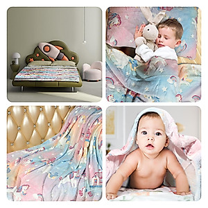 MUSUNFE 2 Pack Glow in The Dark Blanket Unicorns Gifts for Girls, Soft Blanket 50"x60" and Pillowcases16 x24 - for 3 4 5 6 7 8 9 10 Year Old Girl Gifts Birthday Christmas Halloween Girls Toys Age 4-8