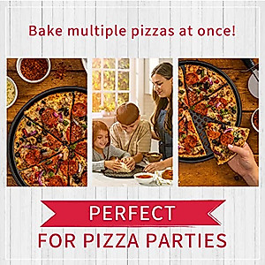 Maxi Small Pizza Pan w/Holes, Non-Stick, Scratch Resistant, Pizza Pan Set of 2, Made with Steel & Aluminum for Crispy Crust, Round Pizza Pan for Oven,13 Inch Baking Steel Pizza Pan Tray