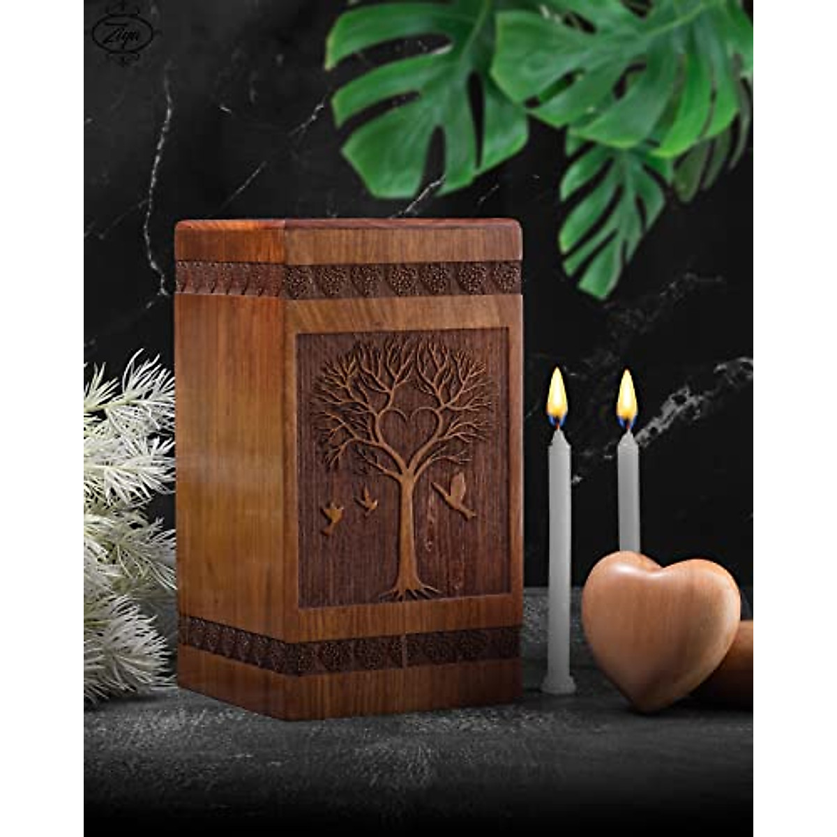 Wooden Urns for Ashes Adult Male or Female - Funeral and Memorial Cremation Urns for Human Ashes up to 250 lbs