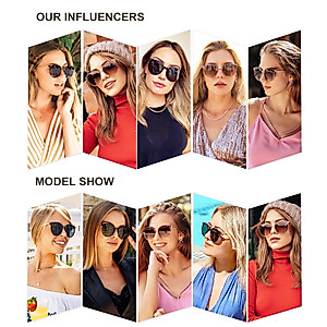 SOJOS Classic Oversized Round Sunglasses Womens Mens Trendy Large Frame Sunnies SJ2068, Clear Brown/Gradient Brown