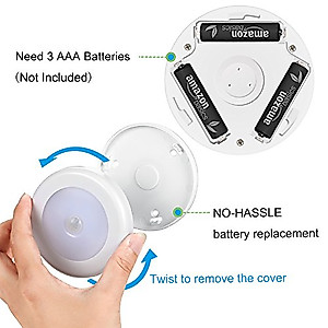 AMIR (Upgraded Version) Motion Sensor Lights, Battery-Powered LED Night Lights, Stick-Anywhere Closet Lights Stair Lights, Wall Lights for Hallway, Bathroom, Bedroom, Kitchen etc. (White - Pack of 3)