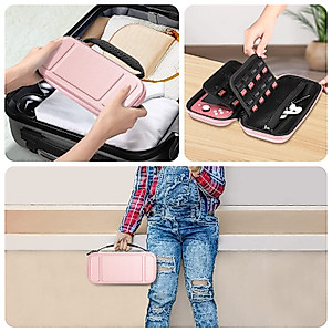 Fintie Carrying Case for Nintendo Switch Lite 2019, [Shockproof] Hard Shell Protective Cover Travel Bag w/15 Game Card & 2 Micro SD Card Slots for Switch Lite Console & Accessories, Rose Gold