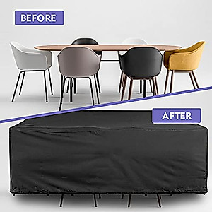 GORDITA Patio Furniture Covers, 83 x 51 x 29 inch Waterproof Patio Table Cover, Durable 420D Outdoor Furniture Covers with 4 Windproof Buckles, Large Patio Cover for 6- 8 Seats