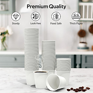 Dealusy 100 Count Paper Cups 6 oz, Leak-Free Food Safe 6oz Cups, Paper Coffee Cups, Hot Cups, Disposable Small Paper Cups