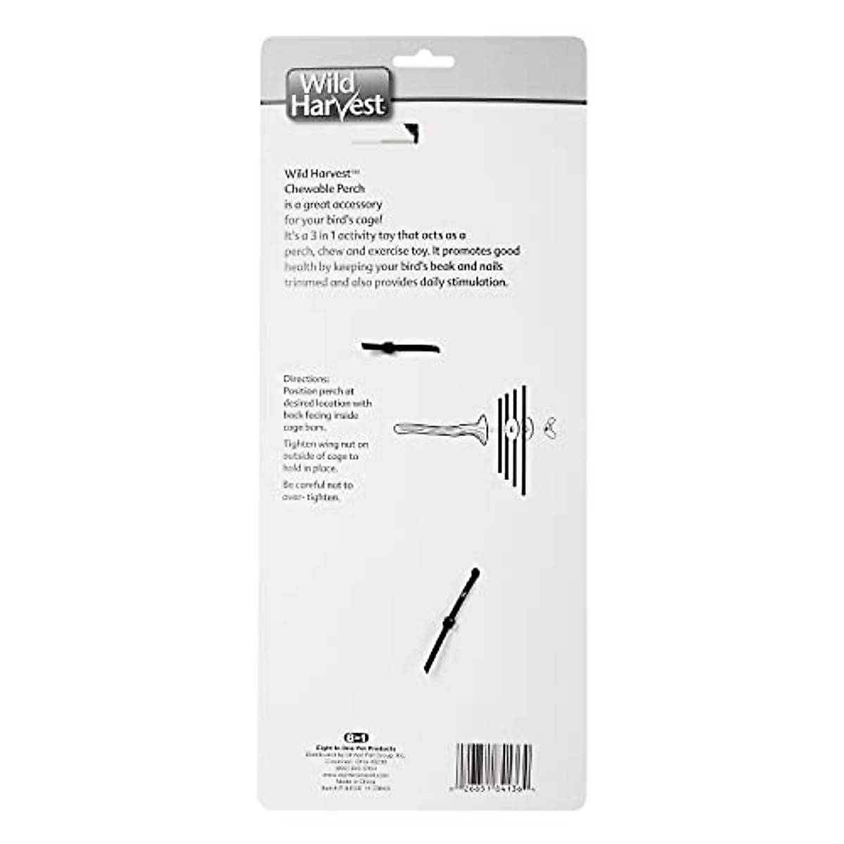 Wild Harvest Chewable Perch, 1.76 Ounce, Activity Toy and Treat for Cockatiels and Parakeets