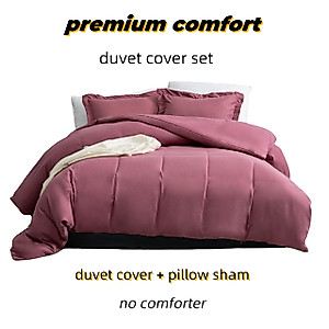 L&son Duvet Cover Set 3 Pieces All Season Warm Breathable and Soft Material Brushed Microfiber 3 Pieces - Queen Size Rose Pink