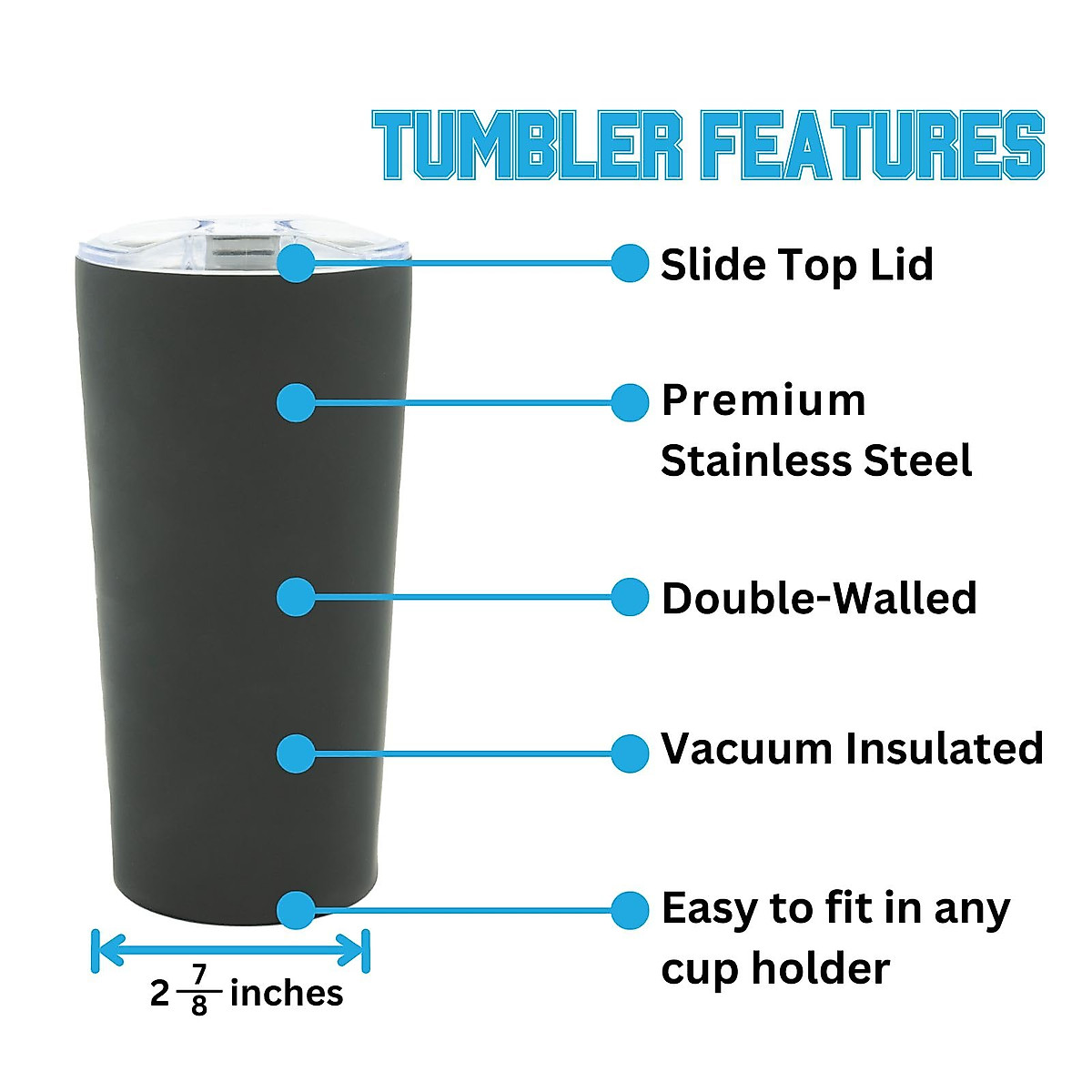 Decorvo Officially Licensed Collegiate Stainless Steel Tumbler - Double Walled Insulated Travel Thermos with Slide Lid - 18 oz (Alabama Logo - Black)