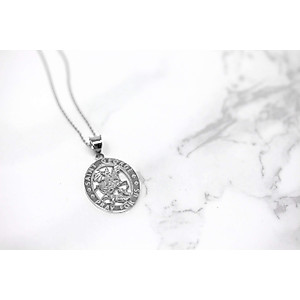 CaliRoseJewelry Sterling Silver Saint George Pray for Us Round Charm Pendant Necklace, 22"
