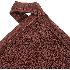 San Jamar Cotton Terry Cloth Square Potholders, 8 Inches, Brown, Medium (Pack of 12)