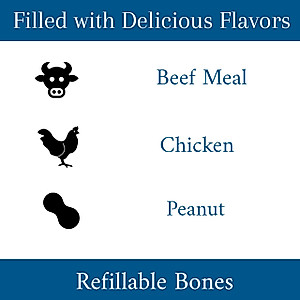 green paws Large 3” Filled Dog Shin Bones 3 Flavors – Slow, Long Lasting Stuffed Femur Treat for Aggressive Chewers - Pack of 5