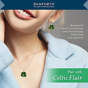 DANFORTH – Green Four Leaf Clover Earrings, Shamrock Dangle Earrings, Handcrafted Pewter 4 Leaf Clover Earrings For Women, ¾”, Made In USA