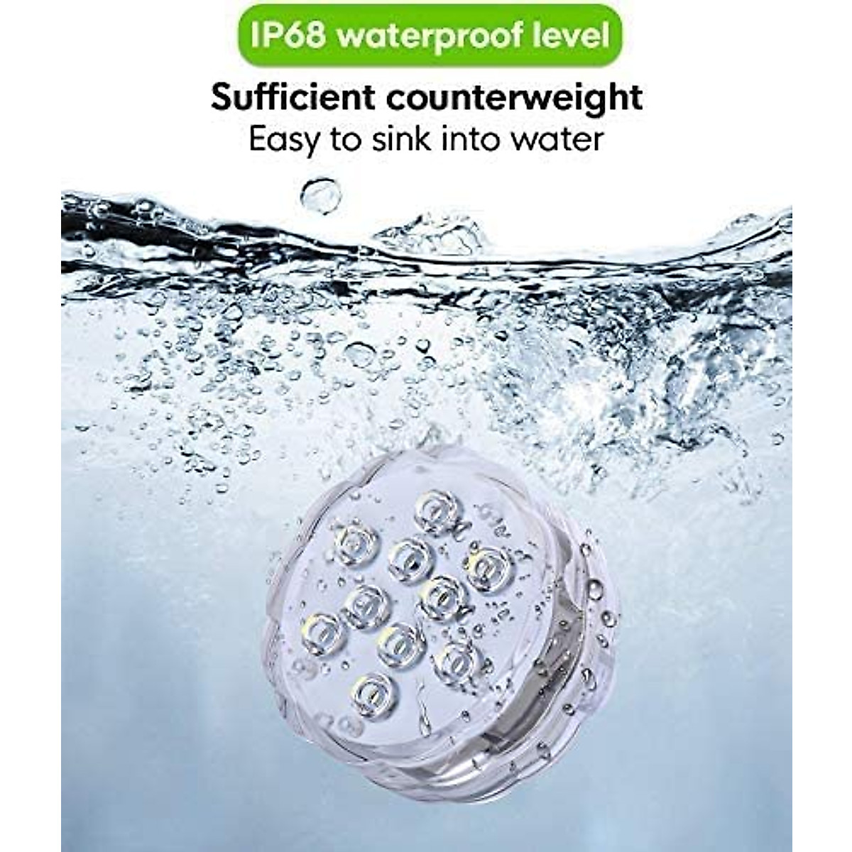 Alilimall Submersible LED Lights, 3.3'' Pool Lights Underwater Waterproof Pond Lights, AA Battery Puck Lights with Remote Magnet Suction Cup for Hot Tub Bathtub Shower Spa Vase Base Christmas Party