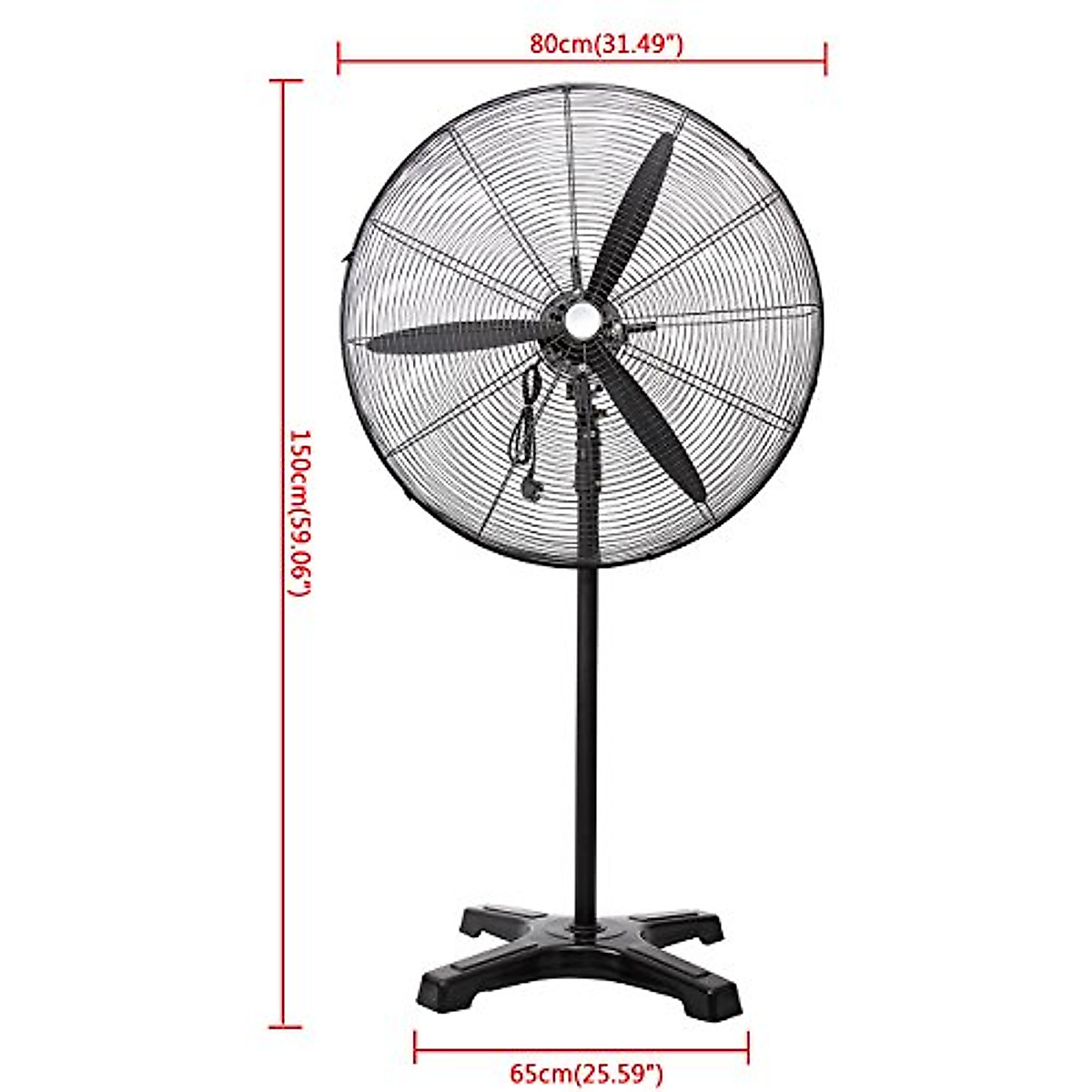 Iglobalbuy 30 Inch Industrial Fan Commercial Pedestal High Velocity Fan Standing Floor Fan, Heavy Duty Adjustable Height Oscillating 3-speed Fan for Shop Garage Warehouse Residential Patio