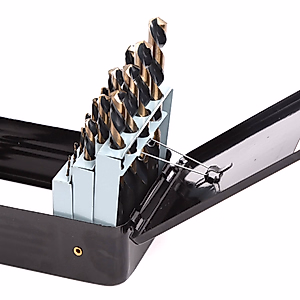 Left Hand Drill Bit Set, 15 Piece | M2 HSS with Titanium Nitride Coating | SAE (1/16" - 1/2")