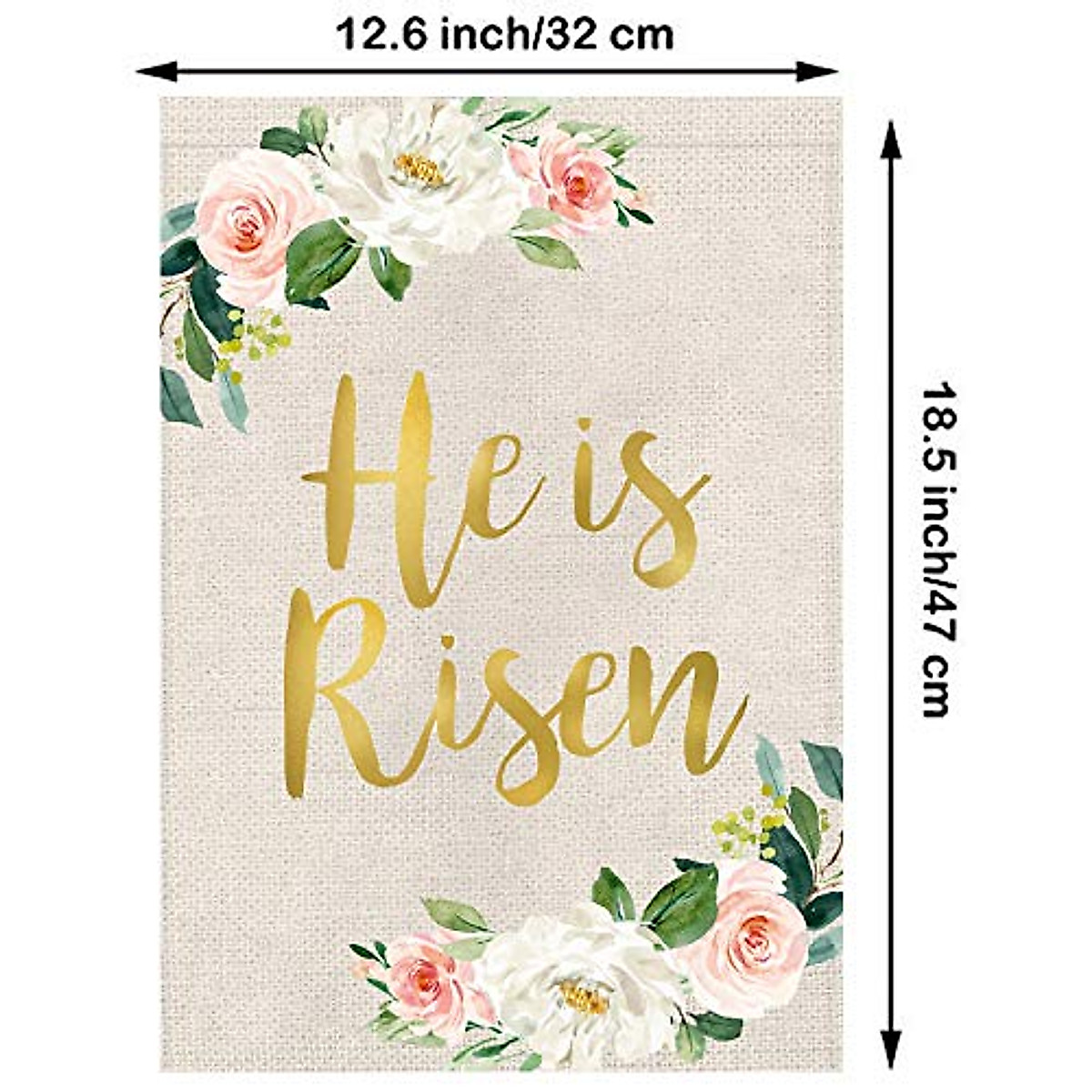 Easter Cross Garden Flag He is Risen Religious Yard Outdoor Decor 12.5 x 18 Inch Double Sided Burlap Spring Flowers Holiday Decorations