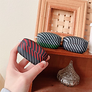 DAYJOY Dual Color Carbon Fiber Pattern Hard Plastic Protective PC Case Cover Sleeve Compatible with Sony WF-1000XM4 Earbuds, Frosted Touch Feel Protective Skin Sleeve with Carabiner (B)