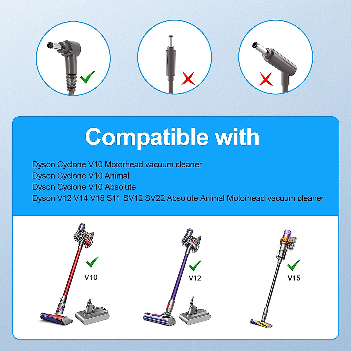 Charger for Dyson V10 V12 V15 SV12 SV22 Absolute Animal Motorhead Cordless Vacuum Cleaner 30.45V 1.1A Power Supply Adapter Charging Cord