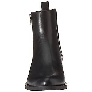 Amazon Essentials Women's Exterior Zip Flat Ankle Boot, Black Faux Leather, 5.5