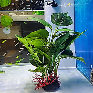 MRTIOO Reptile Artificial Plants, Terrarium Plants Decorations Supplies, Rainforest Ground Plant, Amphibian Habitat Hideout Tank Accessories (L)