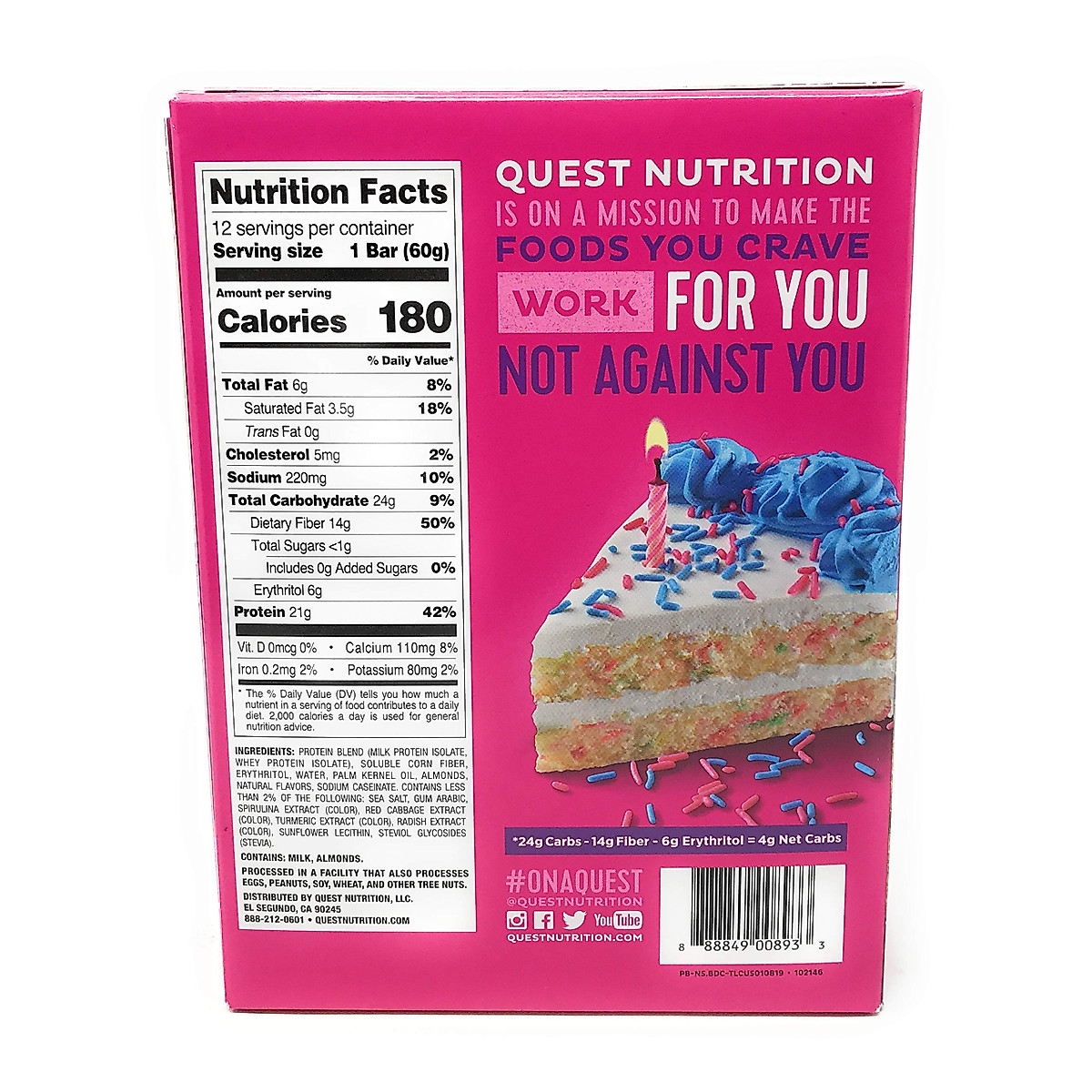QUEST NUTRITION Birthday Cake Protein Bar 12 Count, 2.12 OZ
