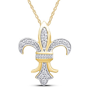 AFFY 1/4 Ct Cubic Zirconia Fleur-de-Lis Pendant in 14K Yellow Gold Over Sterling Silver
