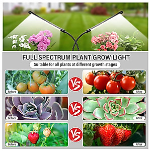 bseah Plant Grow Light for Indoor Plants, Full Spectrum Indoor Grow Light, 3 Modes & 10-Level Dimmable, Auto ON & Off Timer 3/9/12H
