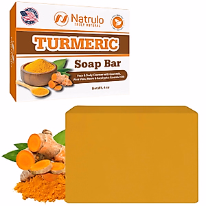 Turmeric Soap Bar for Face & Body – Natural Turmeric Skin Brightening Soap for Dark Spots, Intimate Areas, Underarms – Turmeric Face Wash Reduces Acne, Scars & Cleanses Skin – Made in USA