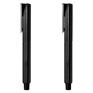 WELLDO Ballpoint Pen Black Square Gel Pens Metal Barrel with Anti-skid Clip, Fine Point 0.5mm EDC Pocket Pen for Office School Writing Studying