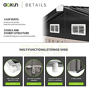 Aoxun 8' x 10' Metal Outdoor Storage Shed, Steel Utility Tool Shed Storage House with Door & Lock, Metal Sheds Outdoor Storage for Backyard Garden Patio Lawn Brown
