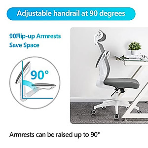 KERDOM Ergonomic Office Chair, Breathable Mesh Desk Chair, Lumbar Support Computer Chair with Headrest and Flip-up Arms, Swivel Task Chair, Adjustable Height Gaming Chair, Darkgray