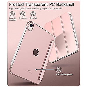 TiMOVO Case for New iPad Mini 6th Generation, iPad Mini 6 Case(8.3-inch, 2021), [Support Touch ID & Apple Pencil Charging] Slim Translucent Frosted Hard Back Cover with Auto Wake/Sleep - Rose Gold