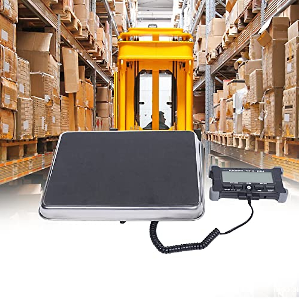 LOYALHEARTDY 440lb Digital Shipping and Postal Scale, with Heavy Duty Stainless Steel Large Platform, Industrial Floor Scale 2 AAA Batteries Include 12.4"X 9.8"