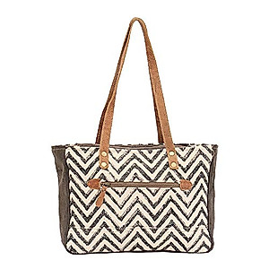 Myra Bag Blaze Upcycled Canvas & Cowhide Handbag S-1475