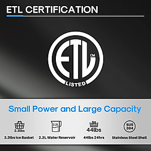 ICEPURE Nugget Ice Maker Countertop, Compact Ice Machine Portable, Make 44Lbs/24H, Self-Cleaning, Small Tabletop Icemakers, Crushed Soft&Chewable/Chewy Ice for Home/Kitchen/Office (Stainless Steel)