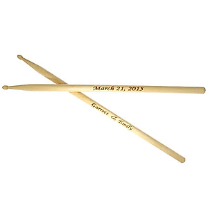 Drumsticks Set of Monogrammed Personalized Professional Grade Wooden Drumsticks
