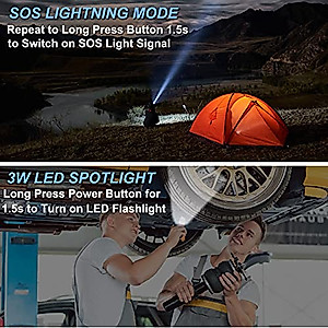 Portable Fan Clip on Waist 7000mAh,Personal Cooling Neck Fan 7100RPM Strong Airflow,5in1 with Flashlight/SOS & Portable Power Bank,3 Speeds for Workers,Camping Hiking Cooking, Outdoor Hot Terminator