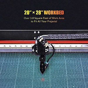 OMTech 100W CO2 Laser Engraver, 100W Laser Cutter and Engraver Machine, 20x28 Industrial Laser Engraving Machine with 2 Way Pass Through Air Assist RDWorks, Laser Cutting Machine for Wood Acrylic More