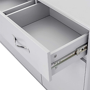 3 Drawer Storage Cabinet, 3 Doors Side Table with Drawer & Two Shelves Inside, Storage Idle Items Cabinet/Organization Cabinet for Home Office Living Room Kitchen Bedroom (3 Door Gray)