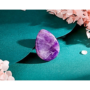 DUQGUHO 1.7" Worry Stone Natural Amethyst Healing Crystals Thumb Worry Stones for Anxiety Reiki Crystal Gemstone Polished Pocket Energy Quartz Stone