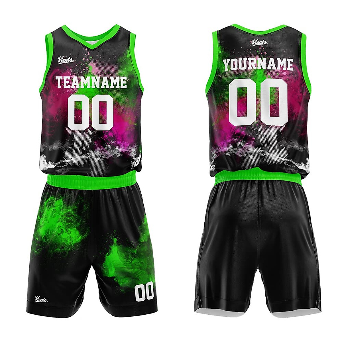 Custom Basketball Jersey for Men Women Adult Youth Print Name Number Logo (Splash-Rose-Neon Green)